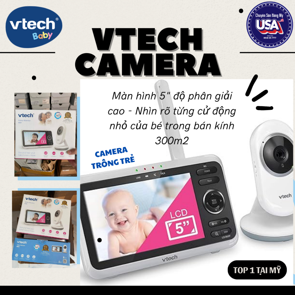 Máy báo khóc số 1 USA màn hình 5inch Vtech VM350 bản 2023 | Shopee Việt Nam