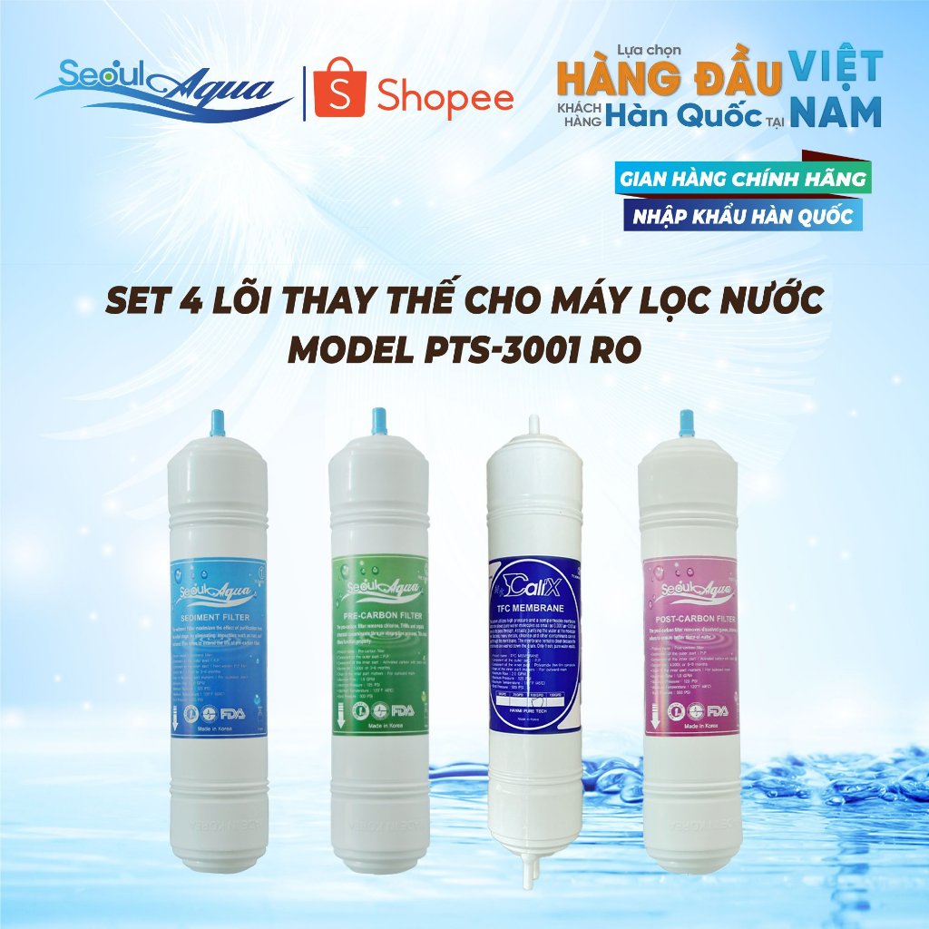 Set 4 lõi thay thế cho máy lọc nước model PTS-3001 RO | Shopee Việt Nam