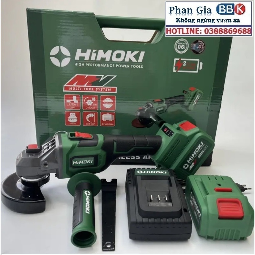 Máy Mài Pin HIMOKI 21V không chổi than - Máy cắt cầm tay pin 10 cell ...