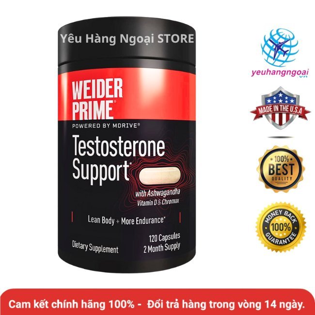 Weider Prime Healthy Testosterone For Men 120 viên từ Mỹ viên uống tăng ...