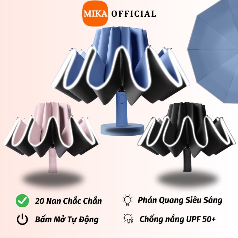 Dù Che Mưa MIKA 20 Nan Gấp Ngược Phản Quang Hiện Đại Màu Sắc Đa Dạng ...