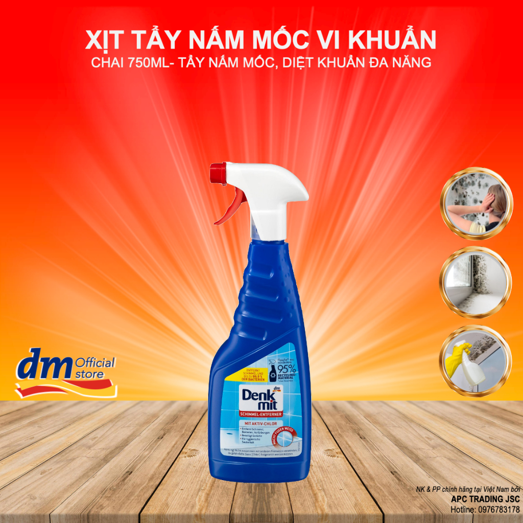 Chai xịt tẩy vi khuẩn nấm mốc đa năng Denkmit nhập Đức tẩy sạch vết ố mốc và vi khuẩn chai 750ml ...