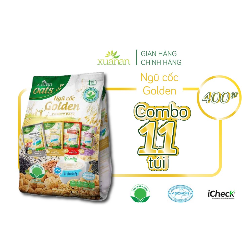 Combo 11 Túi Ngũ Cốc Golden (Variety Pack) Xuân An [ít đường] 400G {25g*16 gói} | Shopee Việt Nam