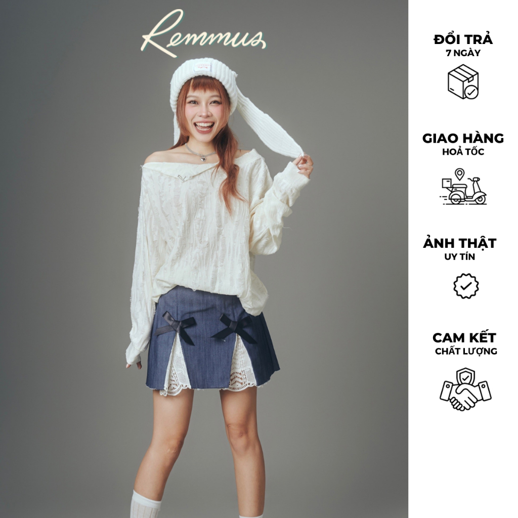 Jessica Top - Áo len dệt lệch vai Remmus dành cho nữ | Shopee Việt Nam