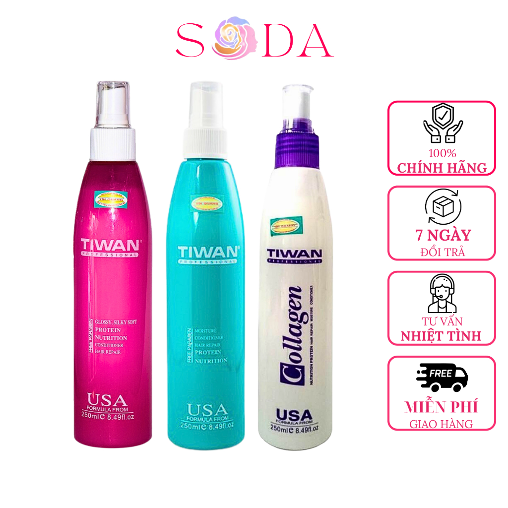 Xịt dưỡng, Sữa dưỡng phục hồi tóc Tiwan collagen 250ml | Shopee Việt Nam