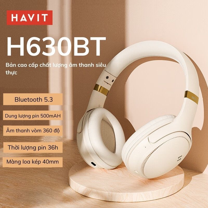 Tai Nghe Bluetooth Headphone HAVIT H630BT, Driver 40mm, BT 5.3, Gập Tiện Lợi, Nghe Đến 36H ...