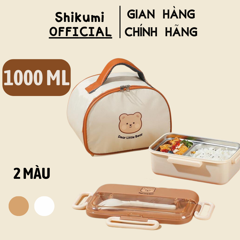 (Tặng Muỗng) Hộp cơm giữ nhiệt 2 ngăn cao cấp SHIKUMI 1000ML hộp đựng ...