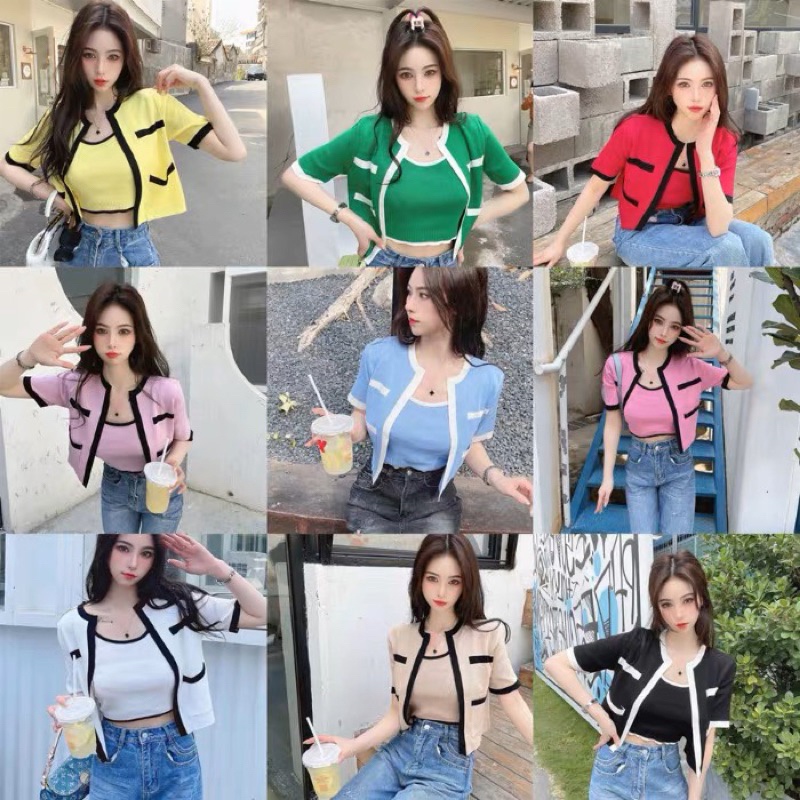 set 2 áo len tay ngắn | Shopee Việt Nam