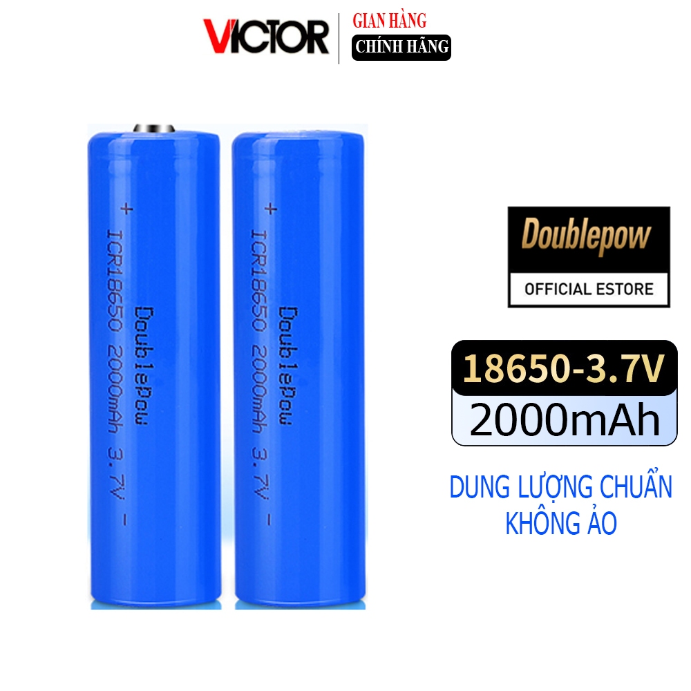 Pin sạc 18650 3,7V-2000mAh (xanh) Doublepow chính hãng - Pin chuẩn dung ...