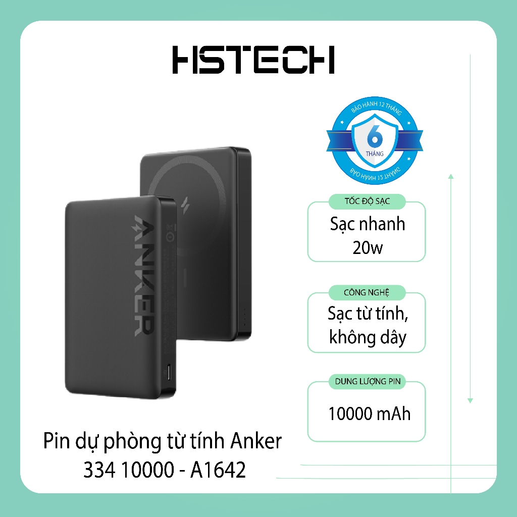 Pin Dự Phòng Từ Tính Anker 334 10000 - A1642 - Sạc Không Dây Từ Tính - Bảo Hành 6 Tháng | Shopee ...