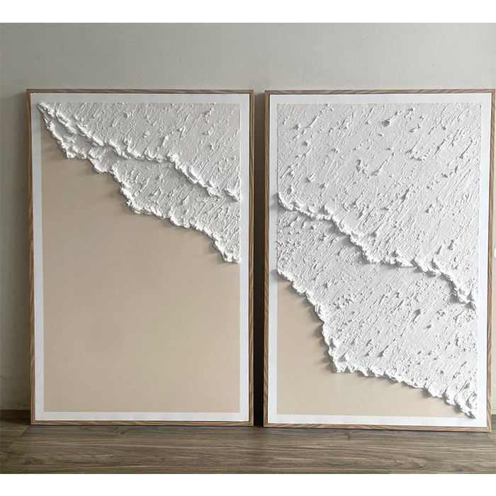 Bộ 2 Tranh Sóng Biển DIY Từ Bột Đắp Nổi Thạch Cao 3D Texture Art Thủ ...