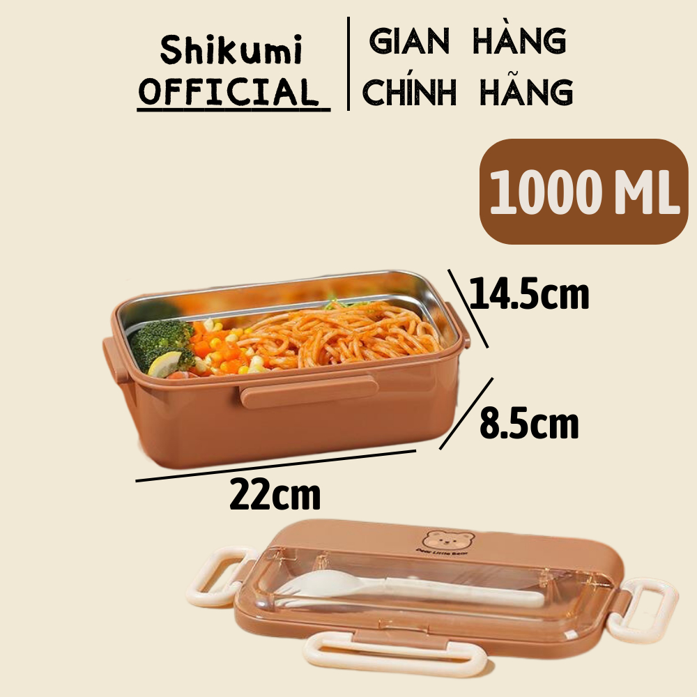 (Tặng Muỗng) Hộp cơm giữ nhiệt 2 ngăn cao cấp SHIKUMI 1000ML hộp đựng cơm giữ nhiệt inox 304 ...