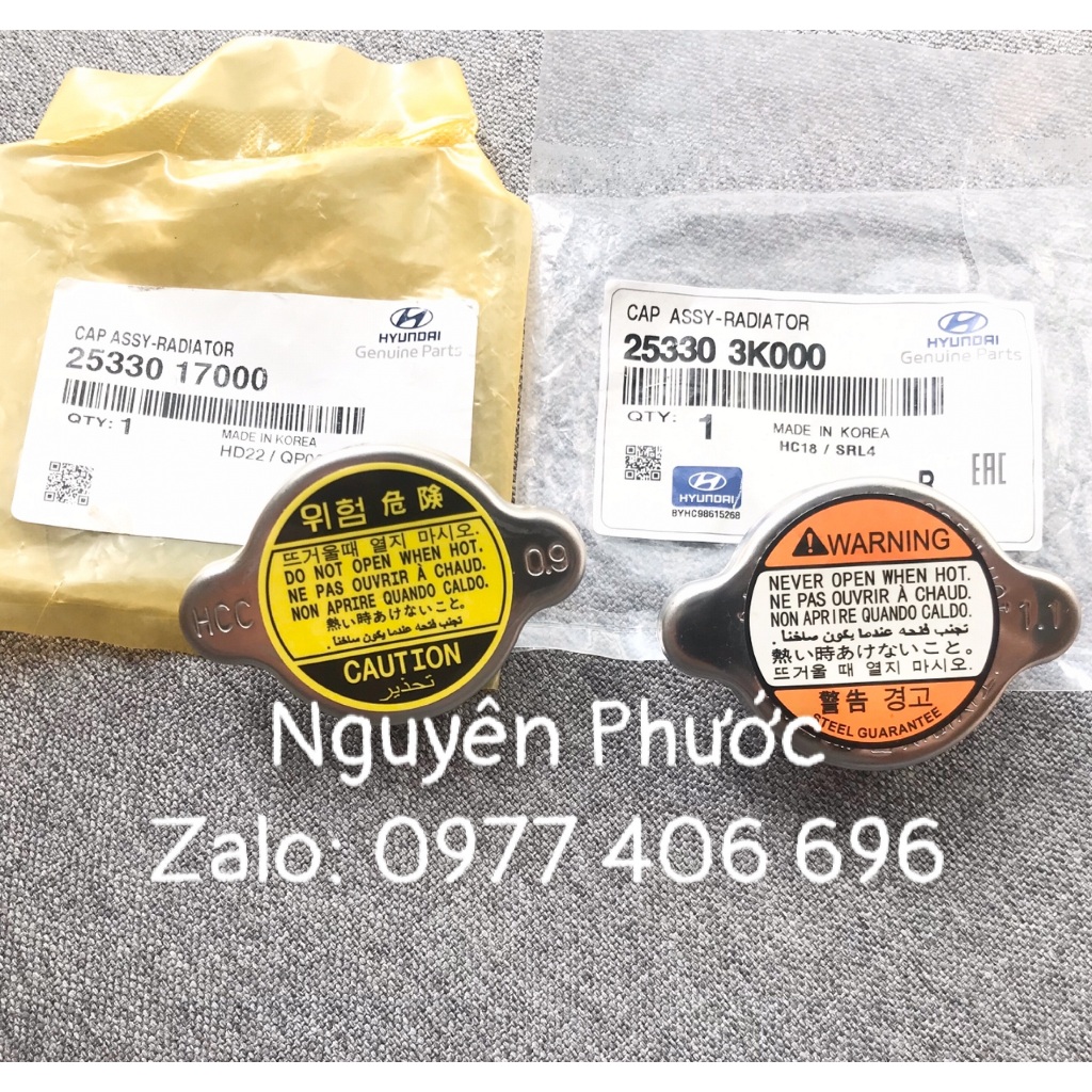 Nắp két nước xịn chính hãng HYUNDAI/KIA GETZ, MORNING, PRIDE, SANTAFE ...