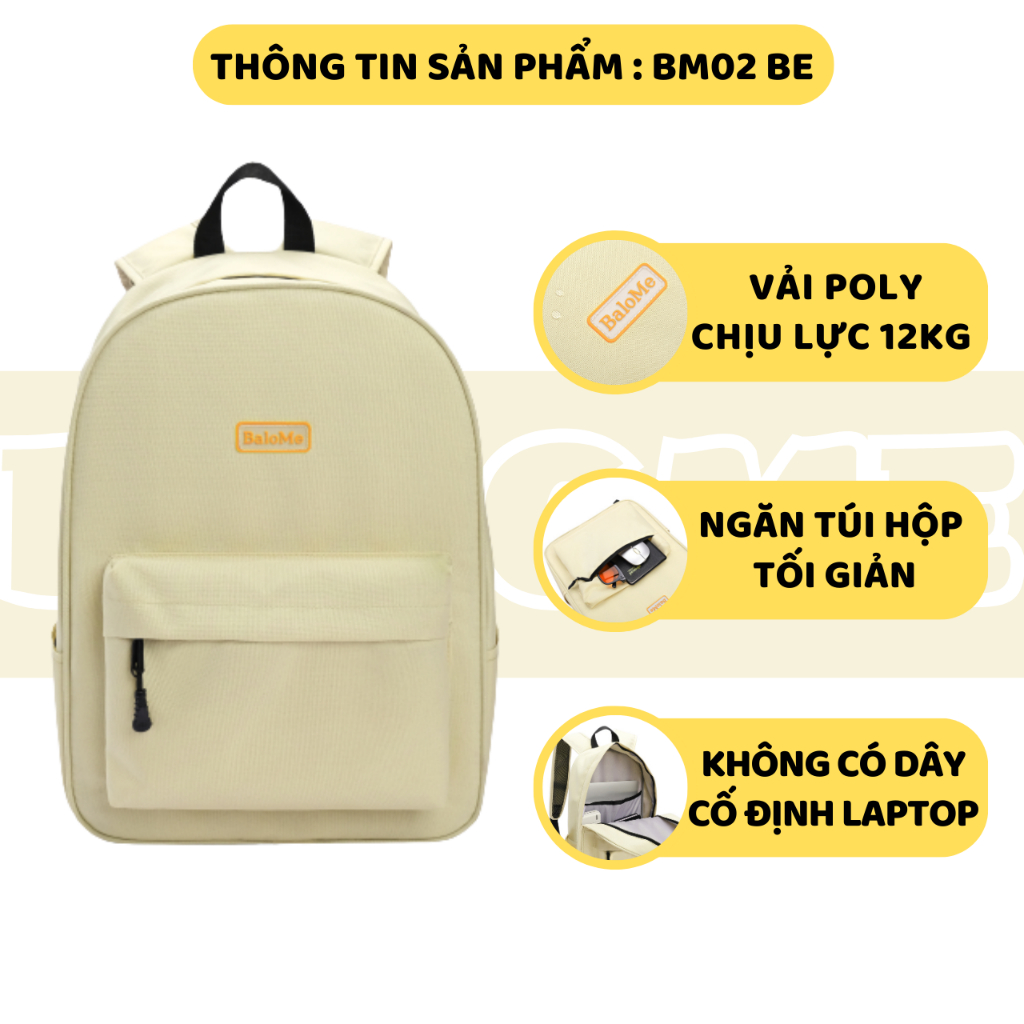 Balo Nam Nữ Thương Hiệu BaloMe Kiểu Dáng Basic Đi Học Đi Chơi Mã BM02 ...