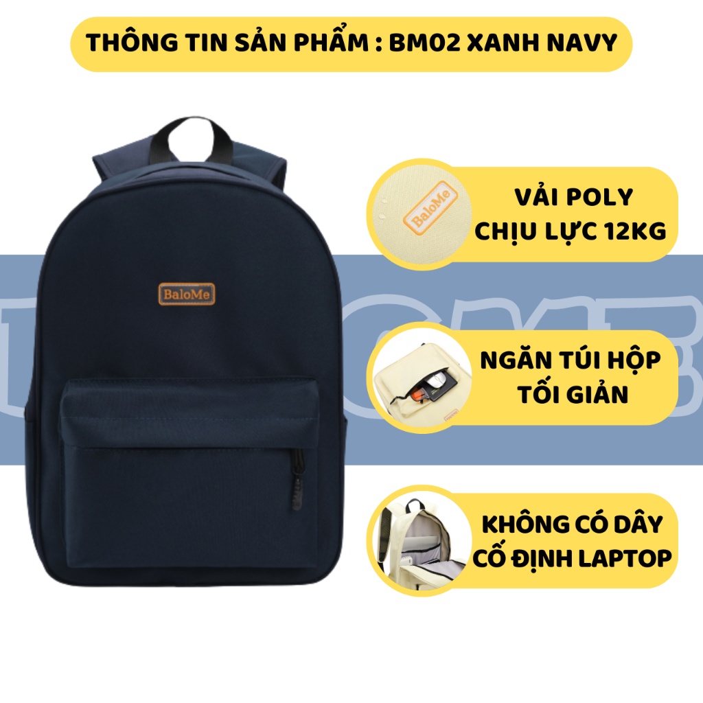 Balo Nam Nữ Thương Hiệu BaloMe Kiểu Dáng Basic Đi Học Đi Chơi Mã BM02 ...