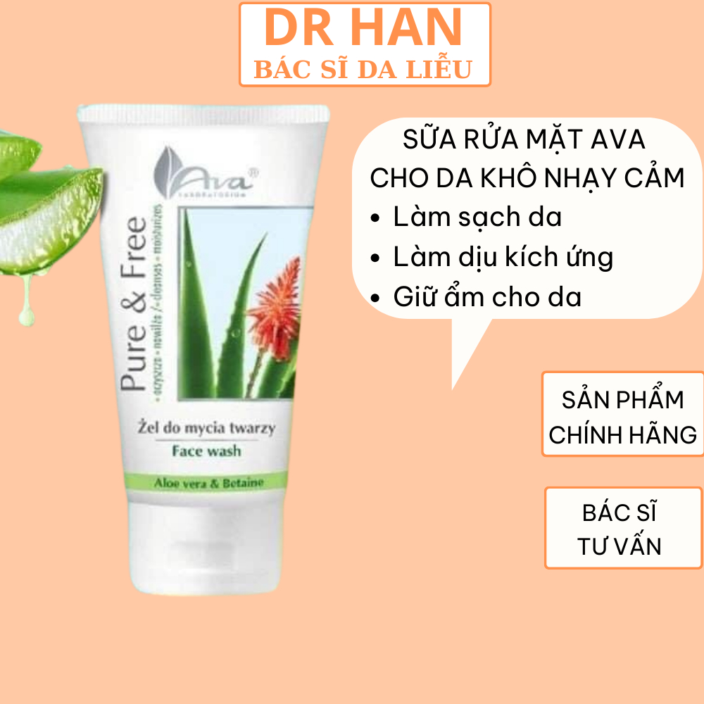 Sữa rửa mặt Ava cho da khô, da nhạy cảm, srm ava giữ ẩm, làm dịu da ...