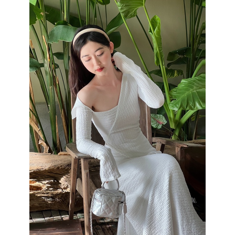 LILLIE | Set váy tay dài trễ vai | Shopee Việt Nam