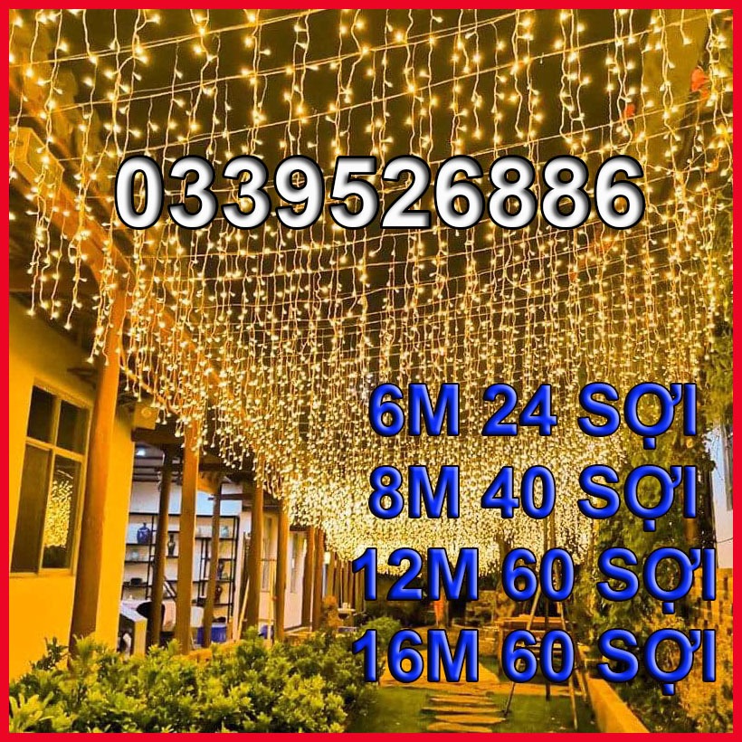 Đèn Rèm Mành 6M 8M 12M 16M mét Mưa Led Rủ Mành Đèn Led Thả Mành Trang Trí Ngoài Trời Trang Trí ...