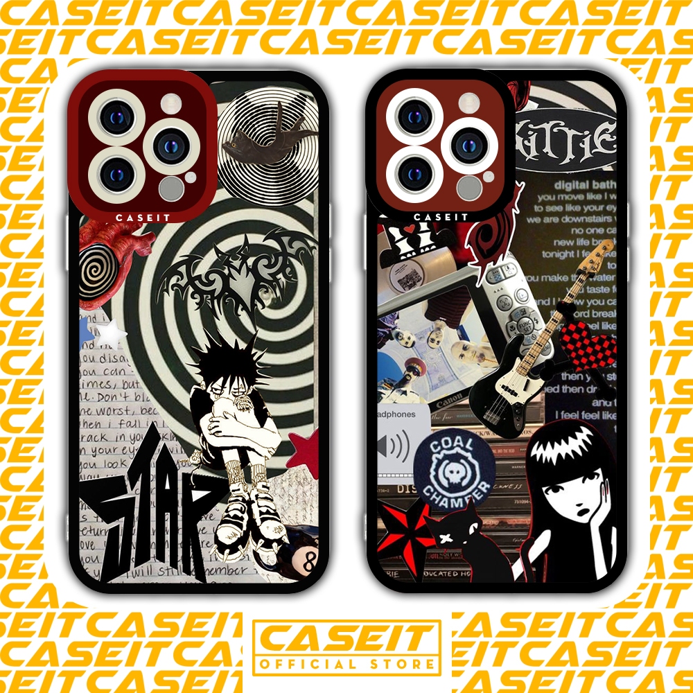 Ốp lưng iphone cạnh vuông Caseit Emo Boy Emo Girl collage gothic đỏ đen ...