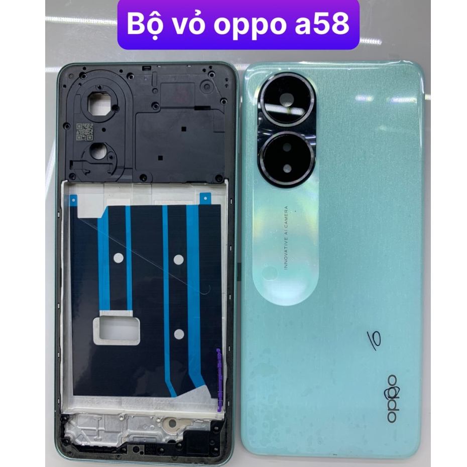 Bộ xương vỏ zin oppo A58 ( gồm khung xương, viền, lưng, phím bấm, kính ...