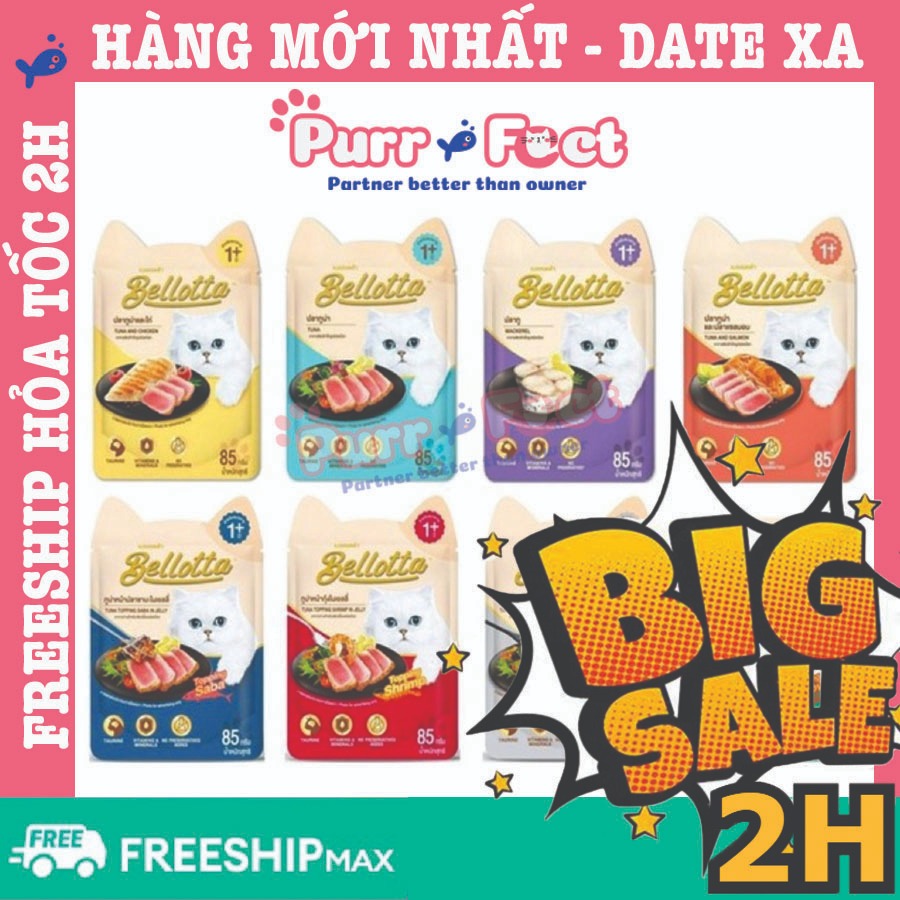 (HỎA TỐC 2H)(HÀNG MỚI)Pate cho Mèo Bellotta hàng nội địa gói 85g ...