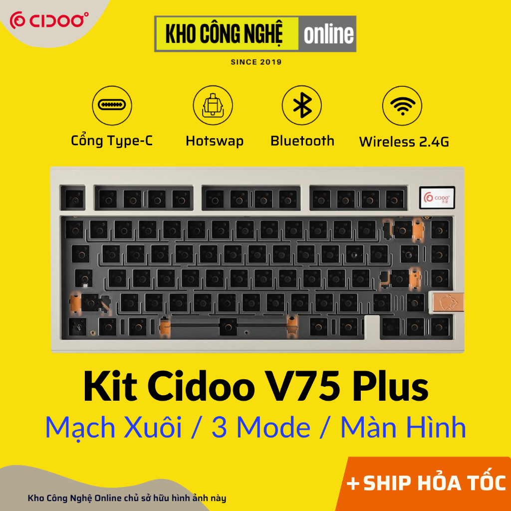 Kit Cidoo V75 Plus - Kit Bàn phím cơ Cidoo V75 Plus 3 mode, Màn Hình ...