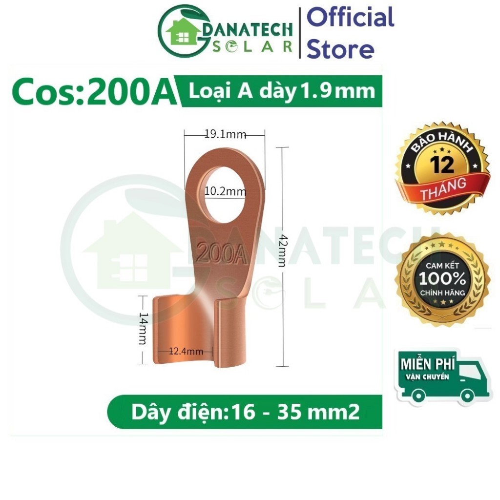 Đầu cos dây điện đồng đỏ nguyên chất 10A đến 200A | bấm dây điện nối bình ắc quy năng lượng mặt ...