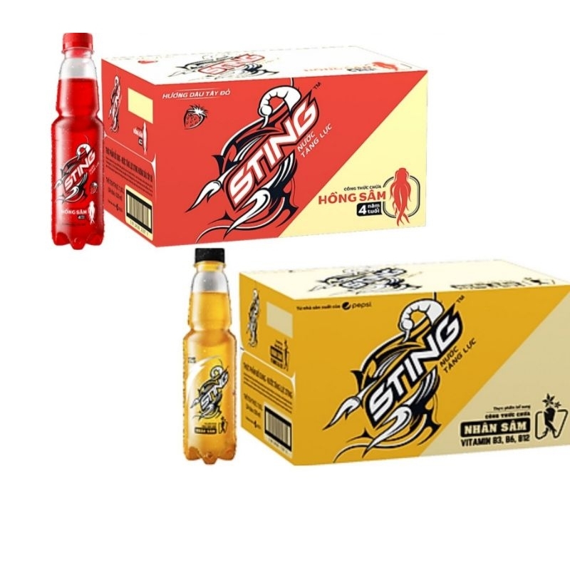 Thùng nước tăng lực Sting dâu - Sting vàng 24 chai 330 ml | Shopee Việt Nam
