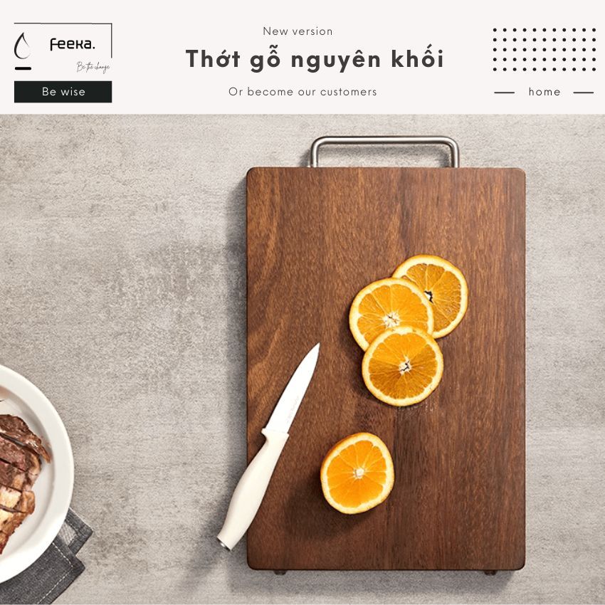 Thớt gỗ Heli nguyên khối nhiều size kháng khuẩn cao cấp có quai cầm ...