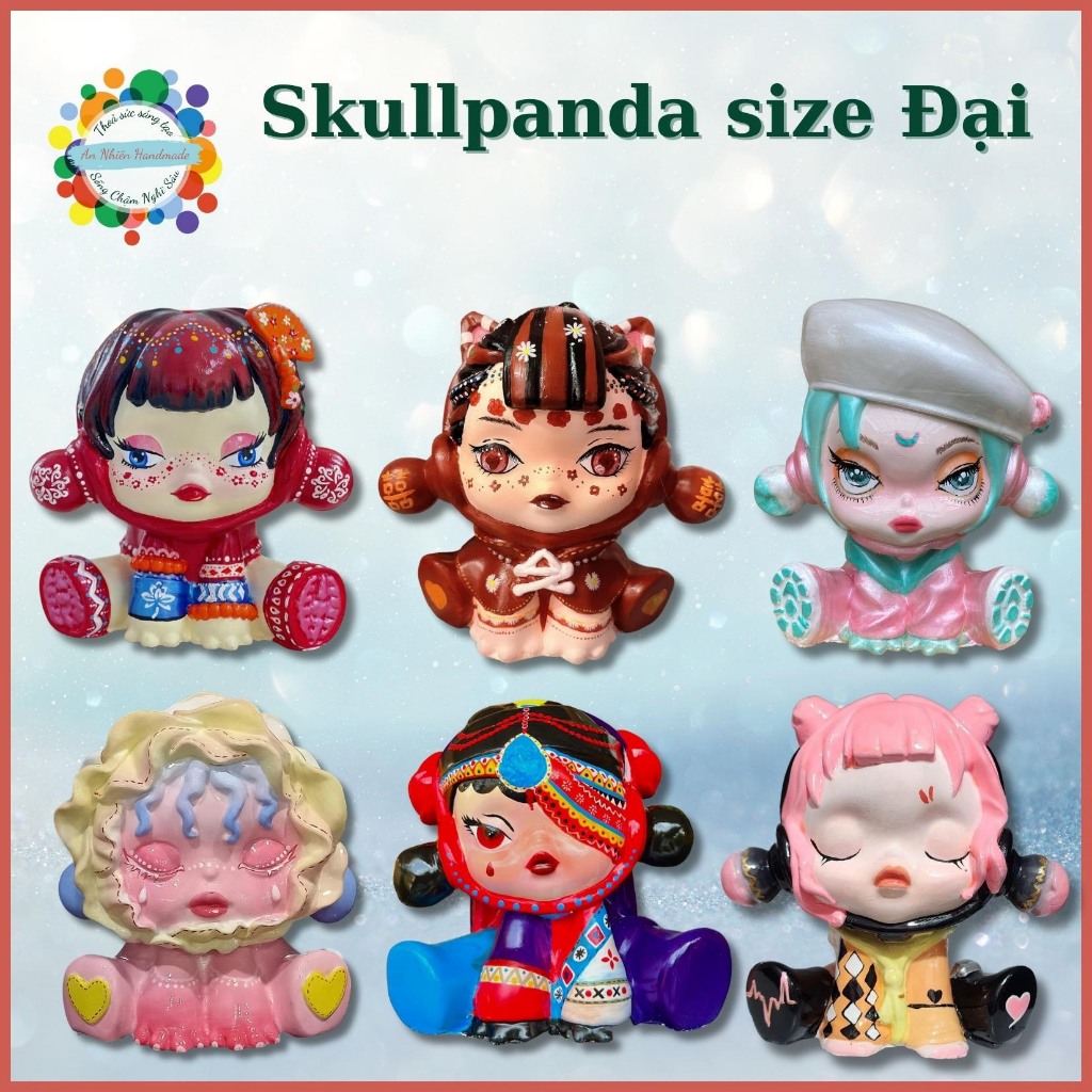 Tượng Thạch Cao - Skullpanda size đại 17-20cm (Tặng 1 tượng mini ...