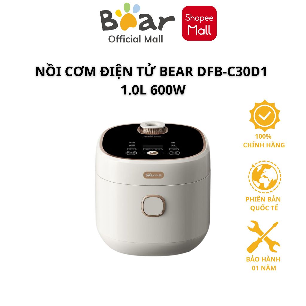 Nồi Cơm Điện Tử Bear DFB-C30D1 1.0L 600W | Shopee Việt Nam