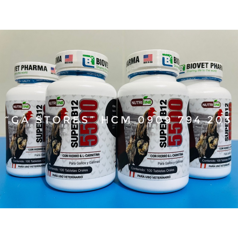 SUPER B12 5500 BIOVET PHARMA - HŨ 100 VIÊN - NGUYÊN SEAL USA | Shopee ...