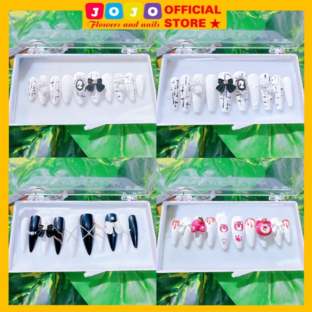 Bộ 24 móng tay giả thiết kế thủ công thời trang hottrend Jojo's móng giả nailbox rẻ đẹp kèm keo ...