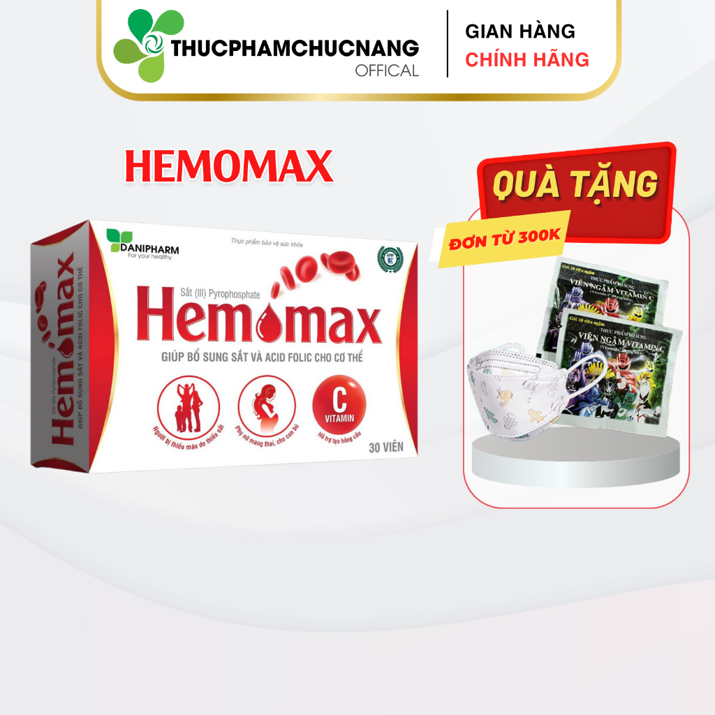 Viên uống cho bà bầu bổ sung Sắt và Acid Folic - Hemomax DANIPHARM hộp ...