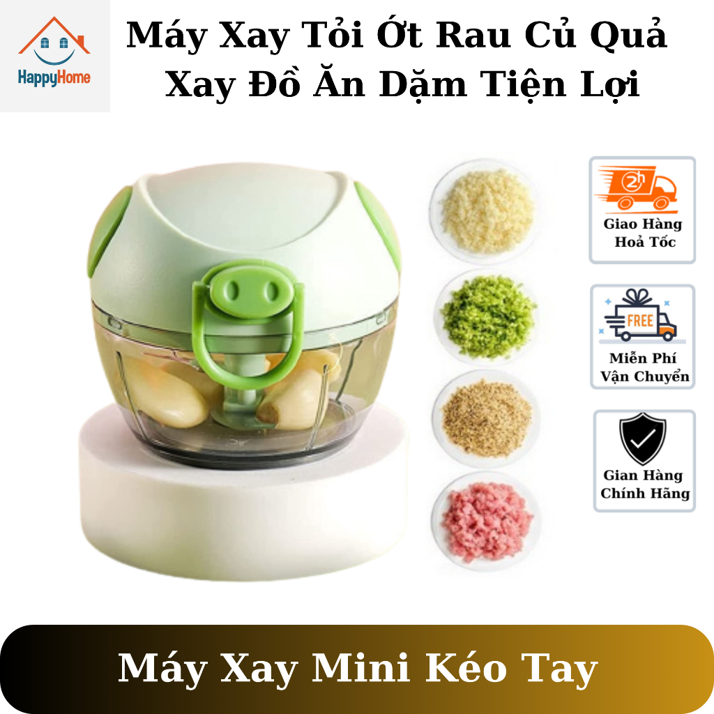 Máy xay tỏi ớt kéo tay đa năng, dụng cụ xay thịt xay rau củ quả mini 3 ...