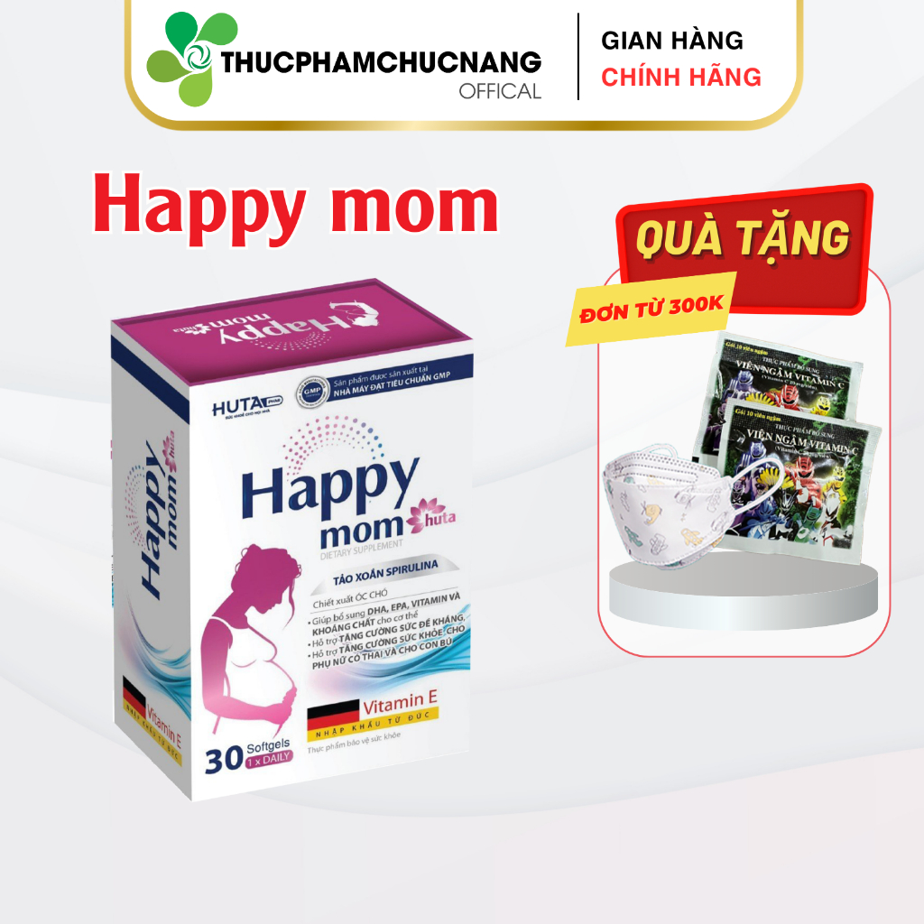 (HT) Vitamin tổng hợp cho mẹ bầu Happy Mom HUTA (hộp 30v), bổ sung Sắt ...