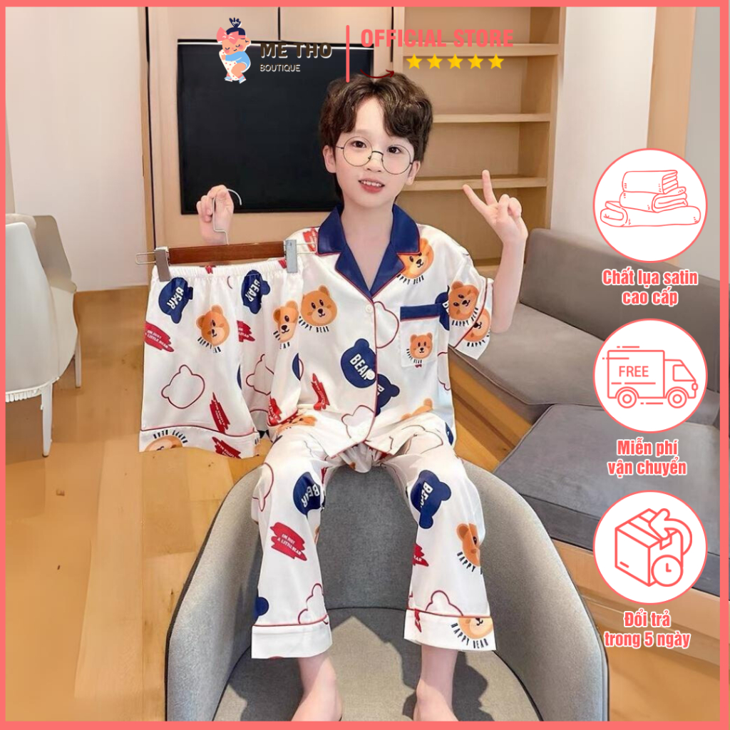 Bộ Ngủ Trẻ Em MẸ THỎ BOUTIQUE - Bộ Ngủ Bé Trai In Hình Những Chú Gấu ...