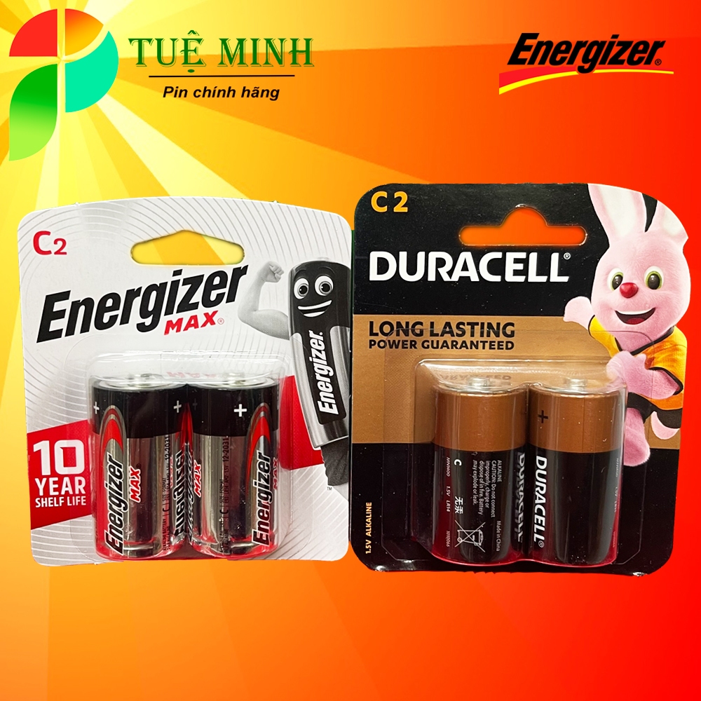 Pin TRUNG C ( LR14 ) 1.5V alkaline Energizer, Duracell Chính hãng ( Vỉ ...