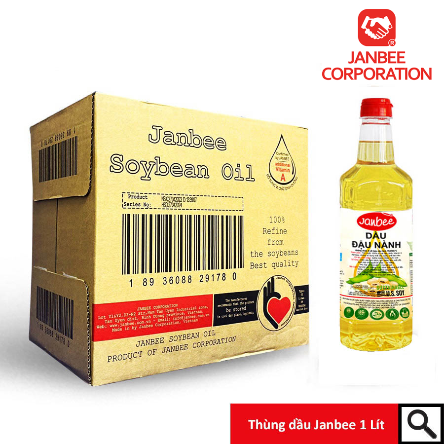 Thùng Dầu Đậu Nành Janbee 1L - 12 Chai | Shopee Việt Nam