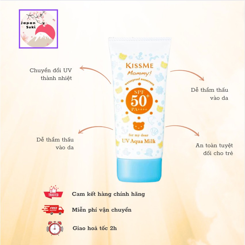 Kem Chống Nắng Dưỡng Ẩm, Dịu Nhẹ, Chống Thấm Nước Cho Trẻ Em KISSME Mommy UV Aqua Milk SPF 50 ...