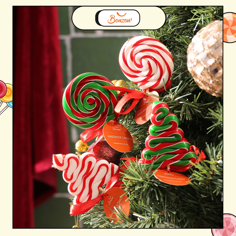 Kẹo mút cây thông handmade giáng sinh màu sắc bắt mắt - Kẹo que ...