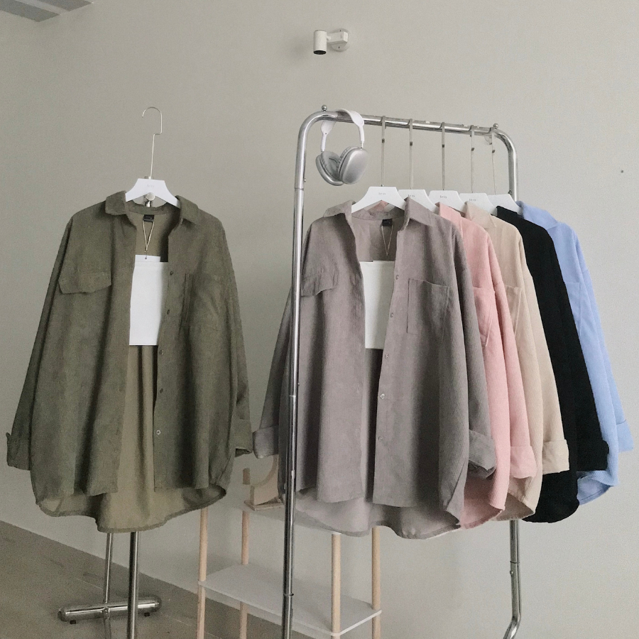 ÁO SƠ MI NHUNG GÂN FORM RỘNG NỮ QYIN - 10594 - JEMCLOSET | Shopee Việt Nam