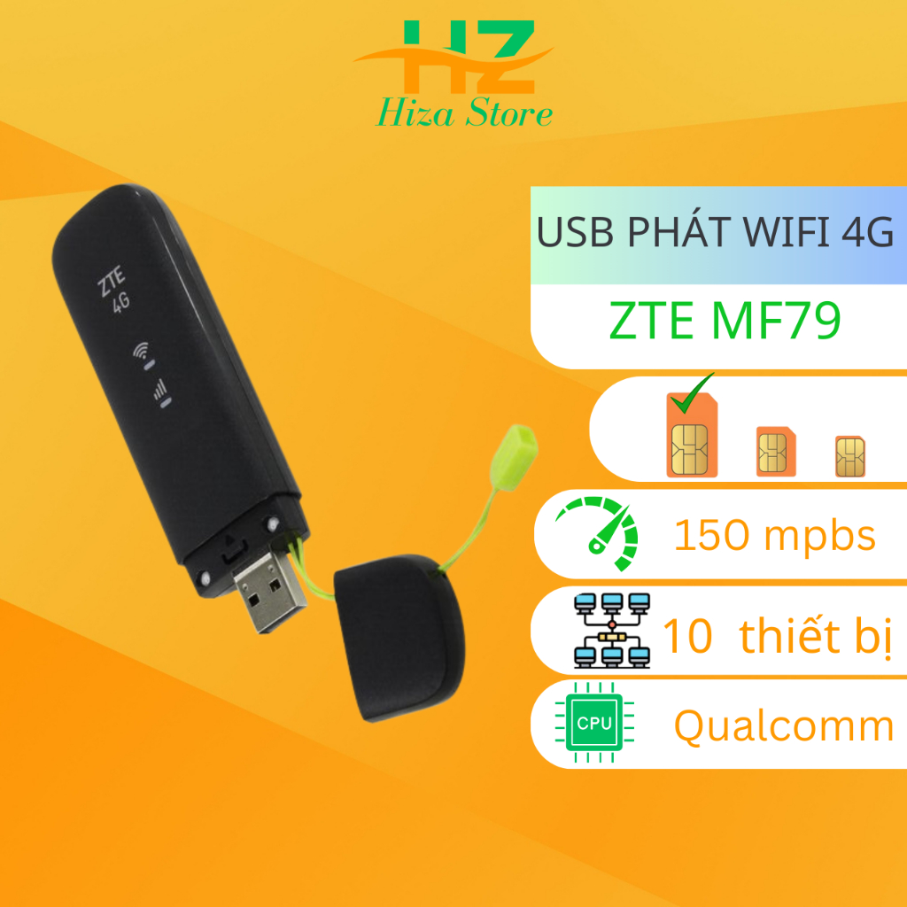 USB phát Wifi 4g ZTE MF79, usb phát wifi từ sim 4g tốc độ 150Mbs hỗ trợ tối đa 8 thiết bị ...