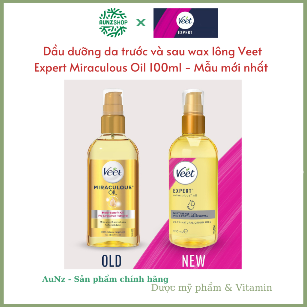 [Có che tên - Mẫu mới] Dầu dưỡng da trước và sau wax lông Veet Expert ...