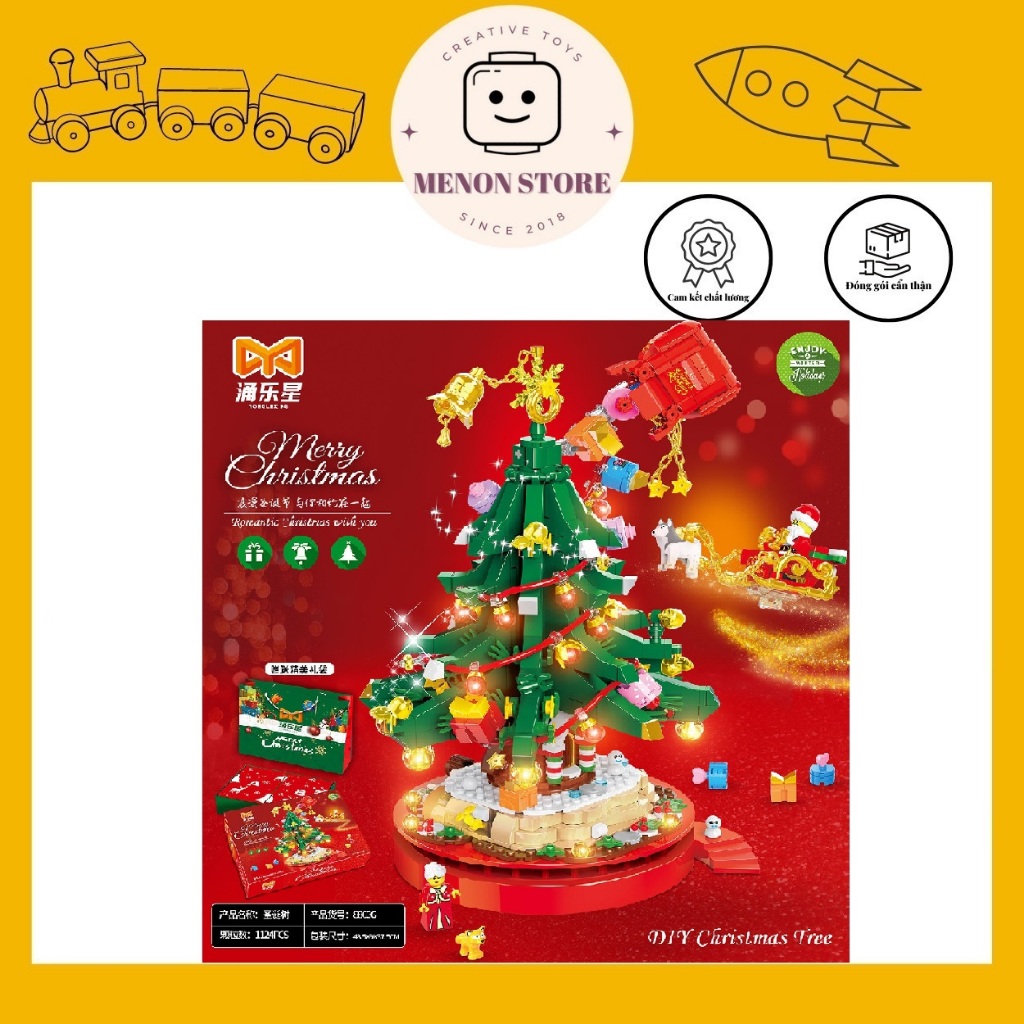 Đồ chơi lắp ráp Noel YLX 88036 Cây thông giáng sinh với ông già noel xe ...