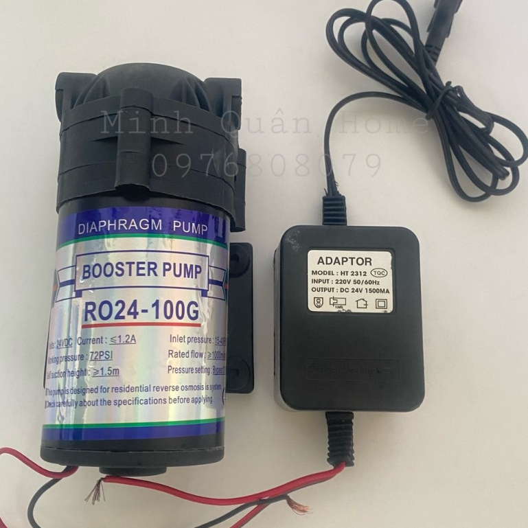 Bơm 24V Booster Pump RO24-100G kèm Adaptor nguồn 24V - Dùng Cho Máy Lọc ...