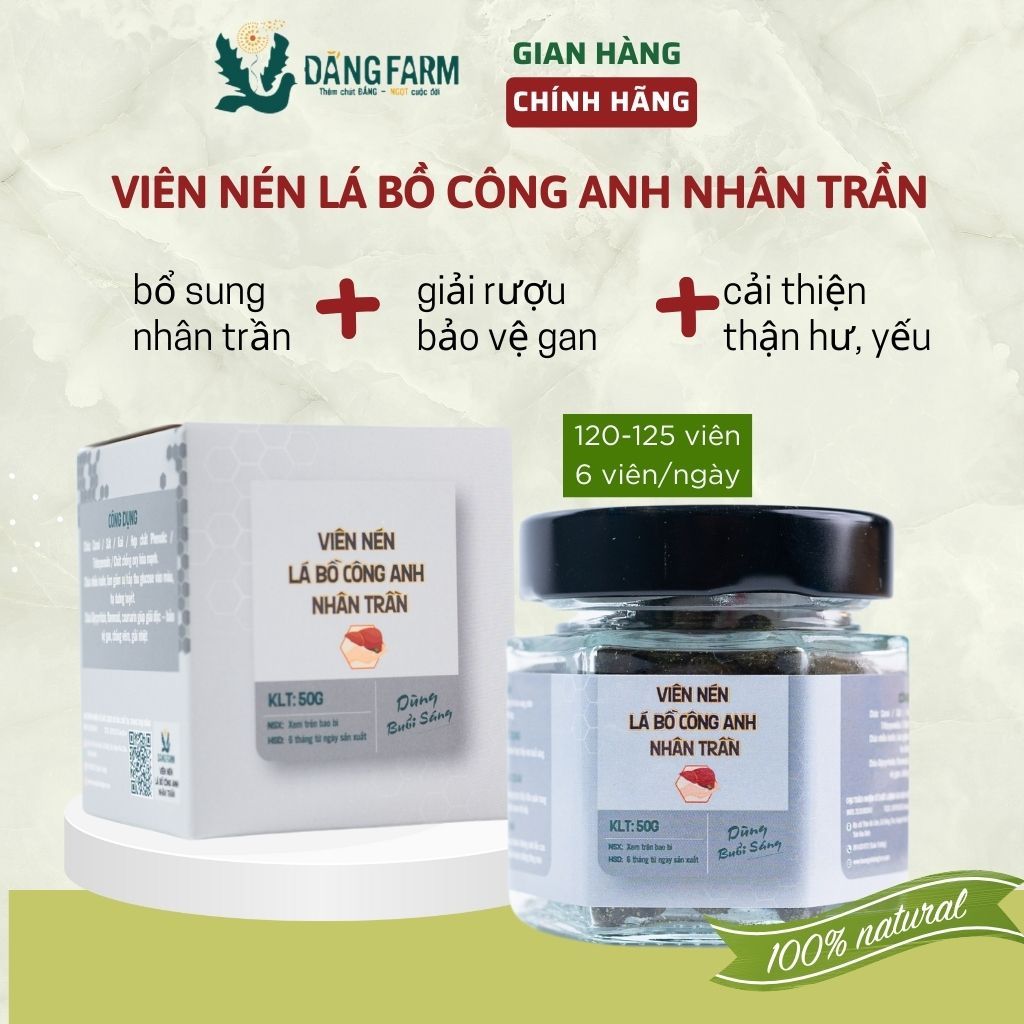 Viên nén lá Bồ Công Anh nhân trần Đắng Farm bảo vệ gan, hỗ trợ thận ...