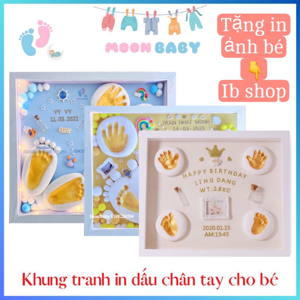 Bộ in dấu chân tay cho bé, lưu giữ khoảng khắc, Khung in dấu chân tay ...