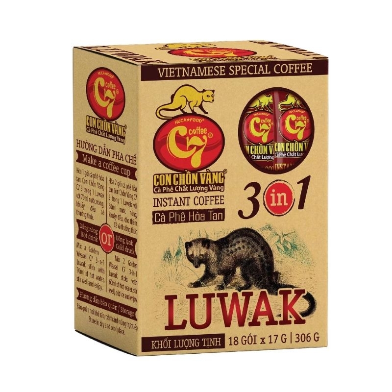Cà Phê Hòa Tan 3in1 Luwak Con Chồn Vàng C7 - 18Gói x 17Gr - Huca Food ...