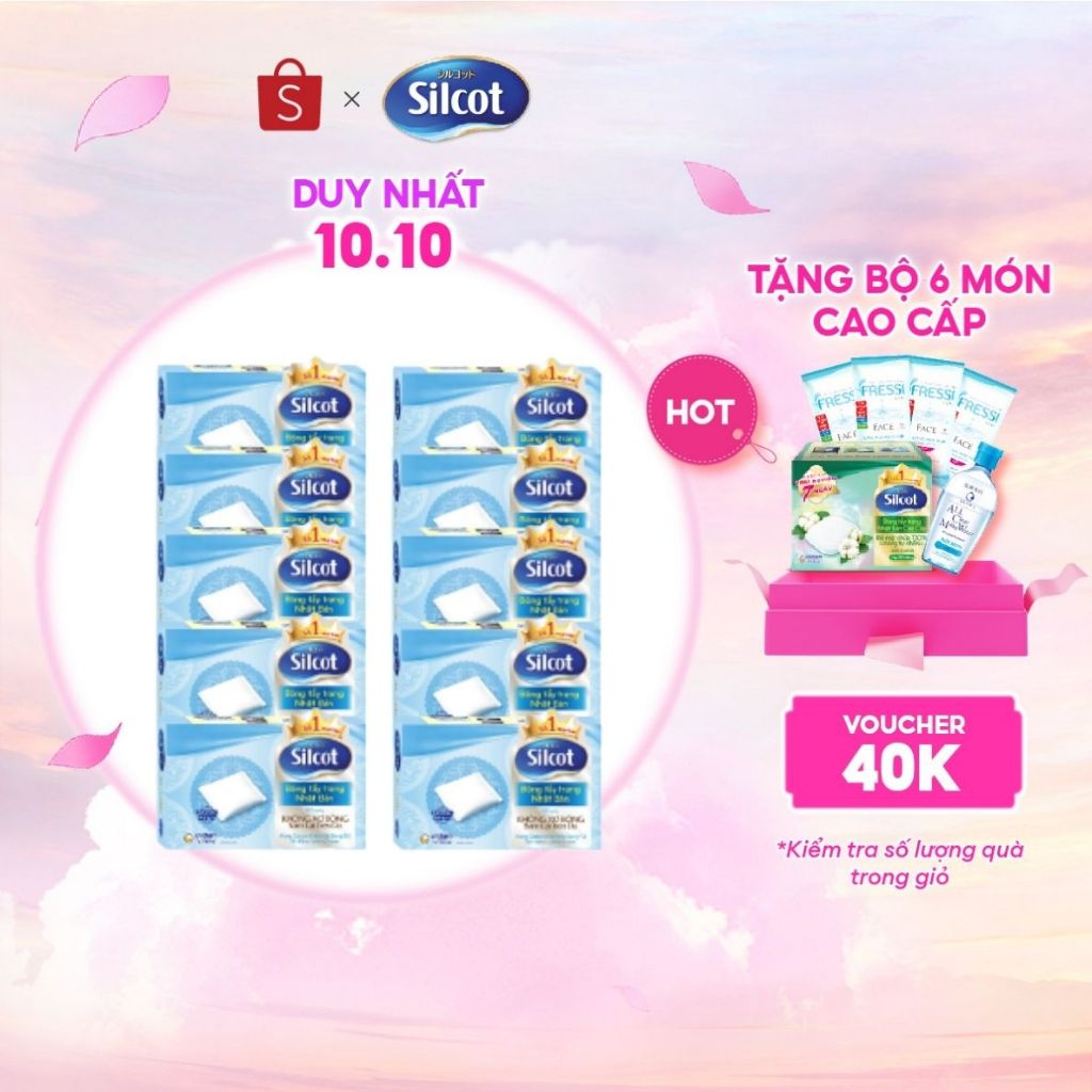 Bộ 10 hộp Bông trang điểm (bông tẩy trang) Silcot 82 miếng/hộp | Shopee ...